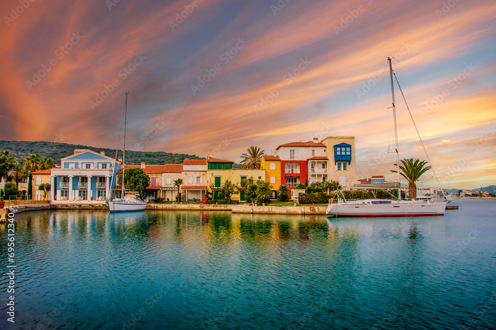 Alacati Town coastal view in Cesme Town. Alacati is populer tourist ...