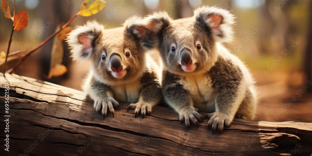 Two cute koalas on a tree, animals of Australia. Generative AI Stock ...