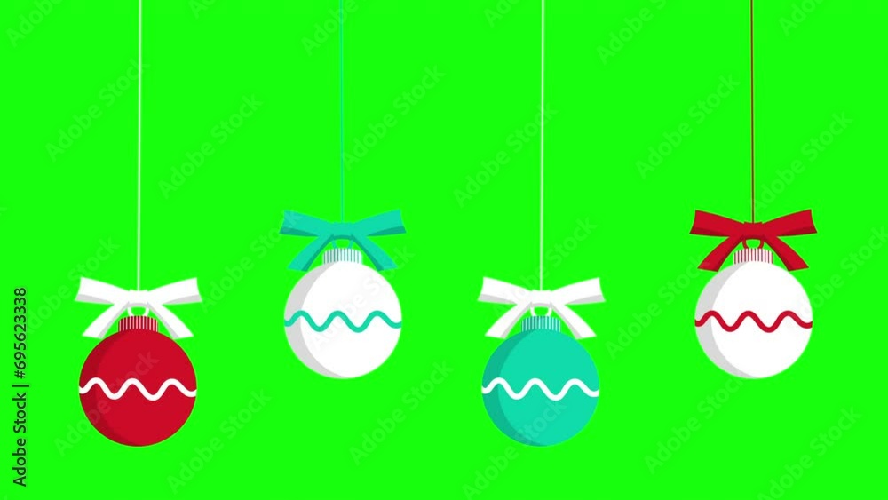 Vidéo Stock Flat style hanging 4K Christmas balls animation rotating ...