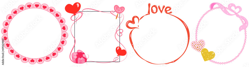 Vector set of objects - a variety of original colored romantic frames ...