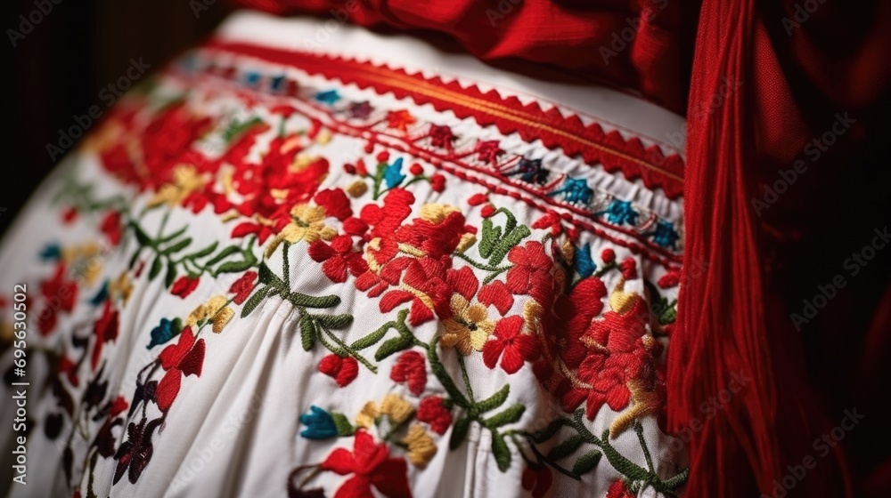 Details of a traditional Romanian folk costume. generative ai Stock ...