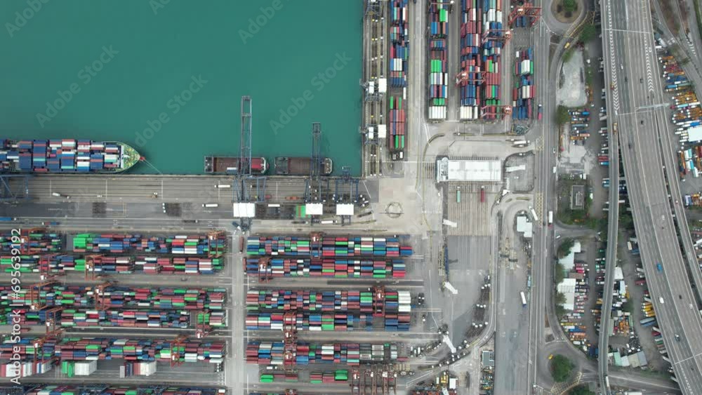 Stonecutters Bridge flyover highway and Kwai Tsing Container Terminals ...