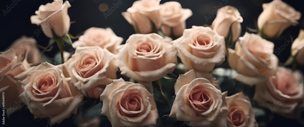 Blossoming Romance: A Horizontal Composition Featuring a Pink Rose ...