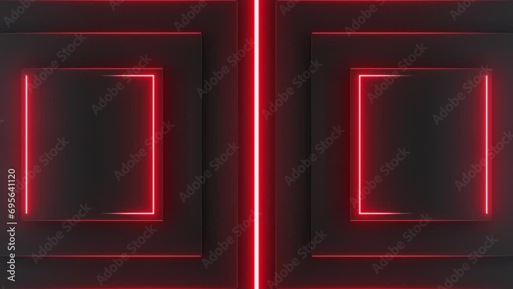 This stock motion graphic video of 4K Red Neon Strokes Pattern with gentle overlapping curves on ...