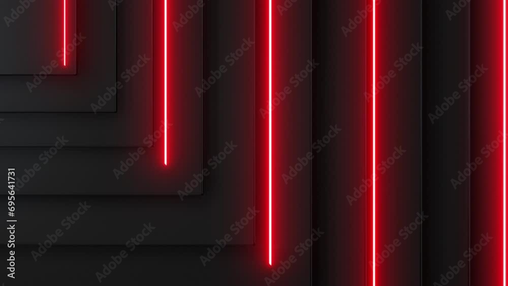 This stock motion graphic video of 4K Red Neon Strokes Pattern with gentle overlapping curves on ...