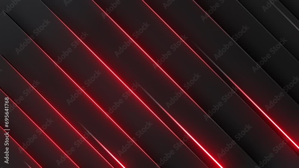 This stock motion graphic video of 4K Red Neon Strokes Pattern with gentle overlapping curves on ...