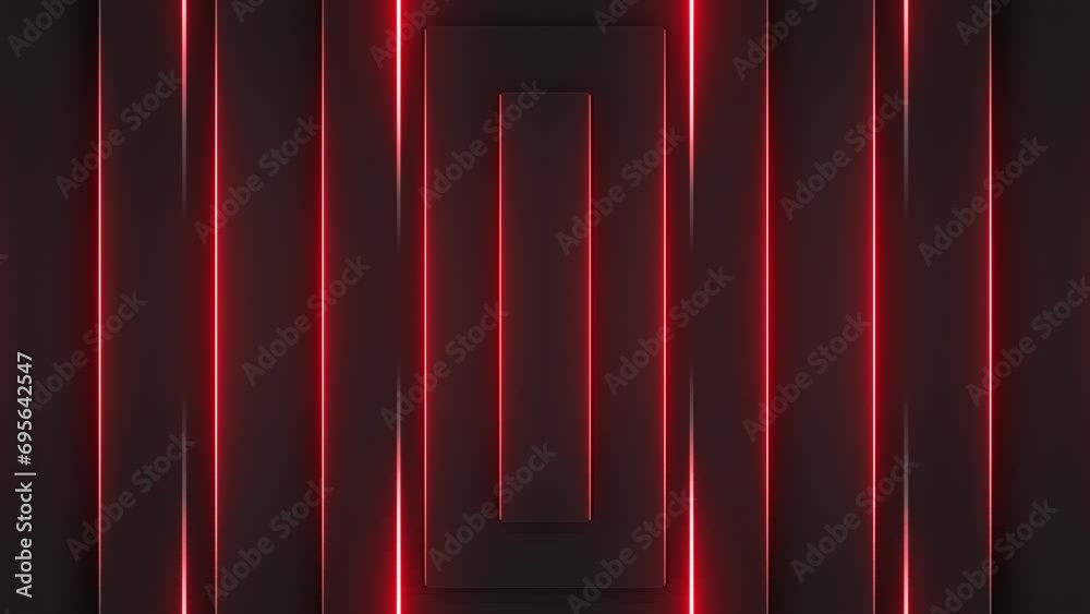 This stock motion graphic video of 4K Red Neon Strokes Pattern with gentle overlapping curves on ...