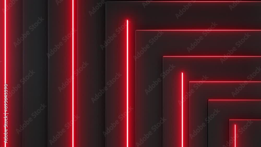 This stock motion graphic video of 4K Red Neon Strokes Pattern with gentle overlapping curves on ...