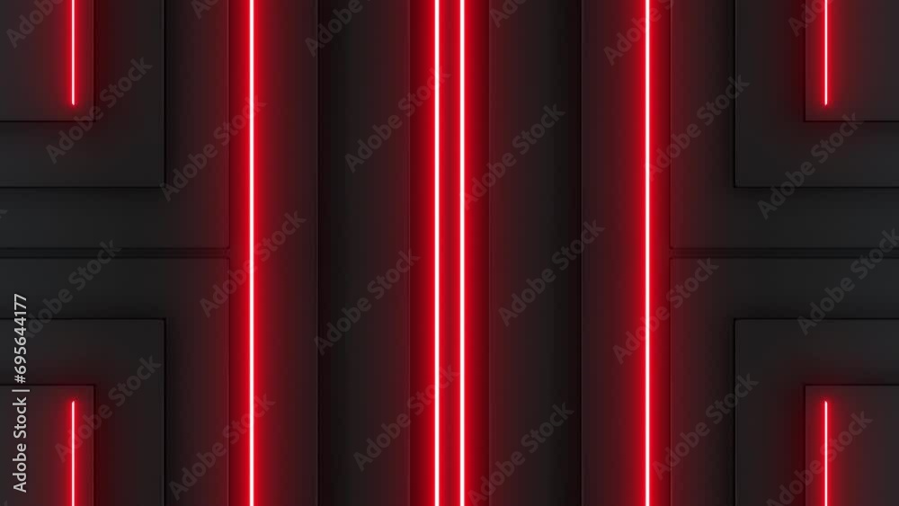 This stock motion graphic video of 4K Red Neon Strokes Pattern with gentle overlapping curves on ...