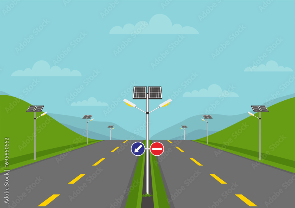 Entry and no entry direction sign at the highway road vector ...