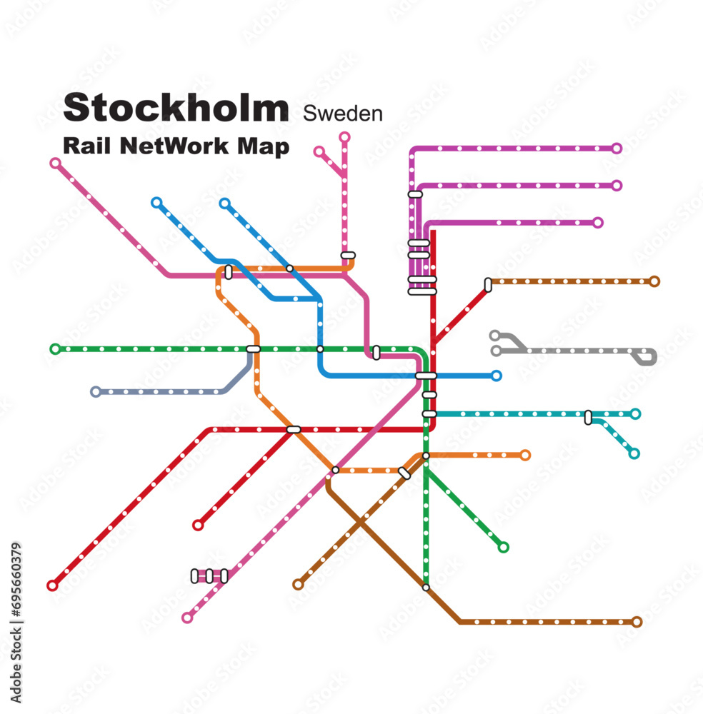 Poster Layered editable vector illustration of Rail Network Map of ...