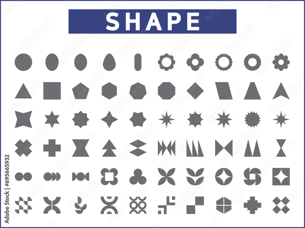 Set Of Shape And Symbol Icons Line Style It Contains Such Icons As Elements Circle Square