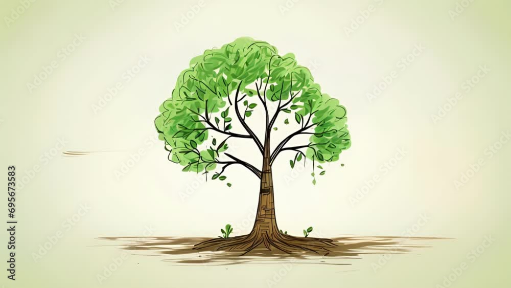A childs drawing of a tree changing and growing to symbolize the ...