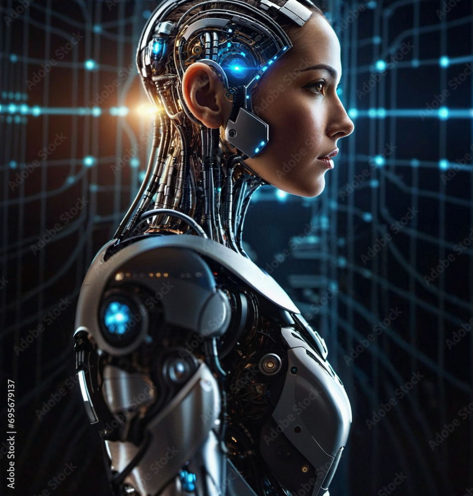 a humanoid android robot artificial intelligence or transhumanism ...