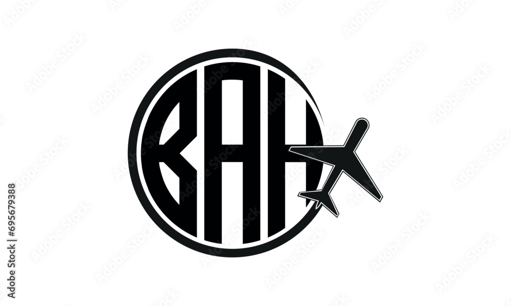 BAH three initial letter circle tour & travel agency logo design vector ...