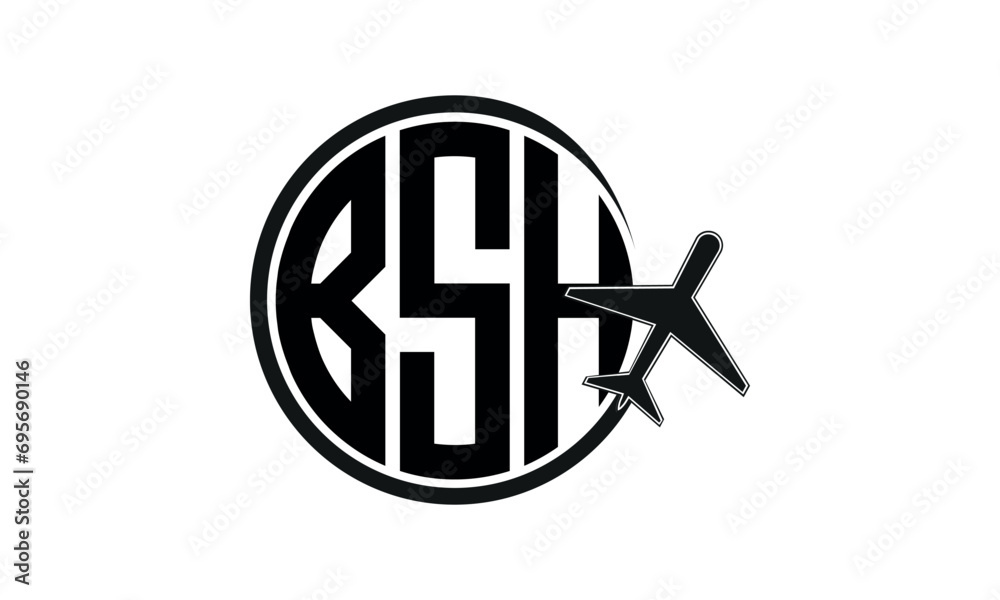 BSH three initial letter circle tour & travel agency logo design vector ...