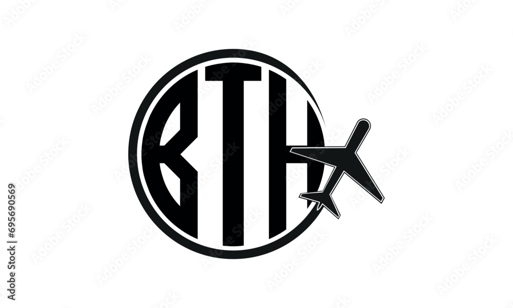 BTH three initial letter circle tour & travel agency logo design vector ...
