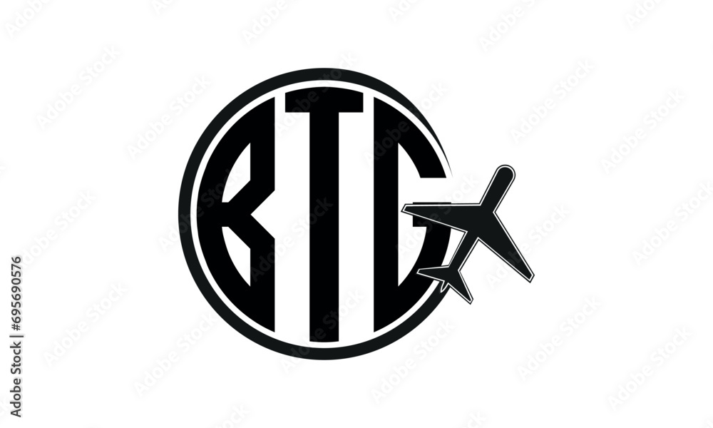 BTG three initial letter circle tour & travel agency logo design vector ...