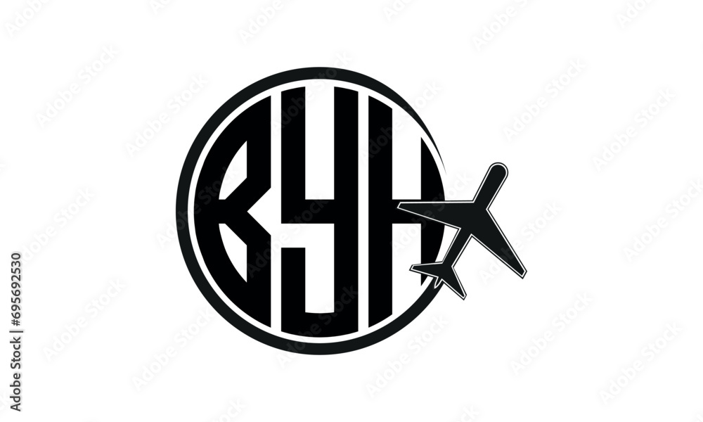 BYH three initial letter circle tour & travel agency logo design vector ...
