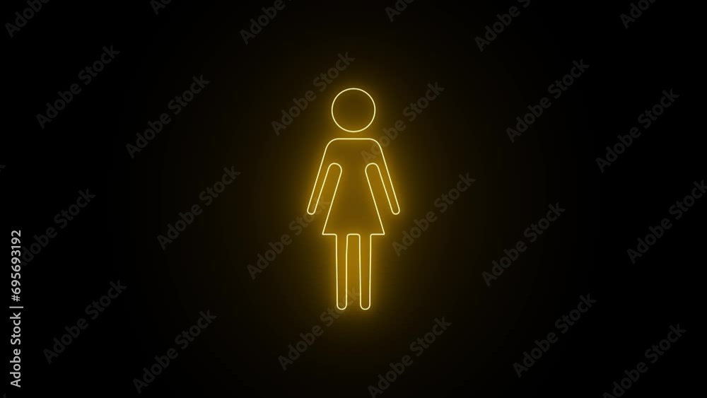 Neon Toilet sign animation. Pointer to the toilet or bathroom icon ...