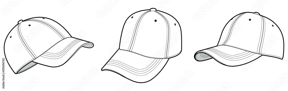 Baseball Cap vector illustration. Baseball Cap fashion flat technical ...