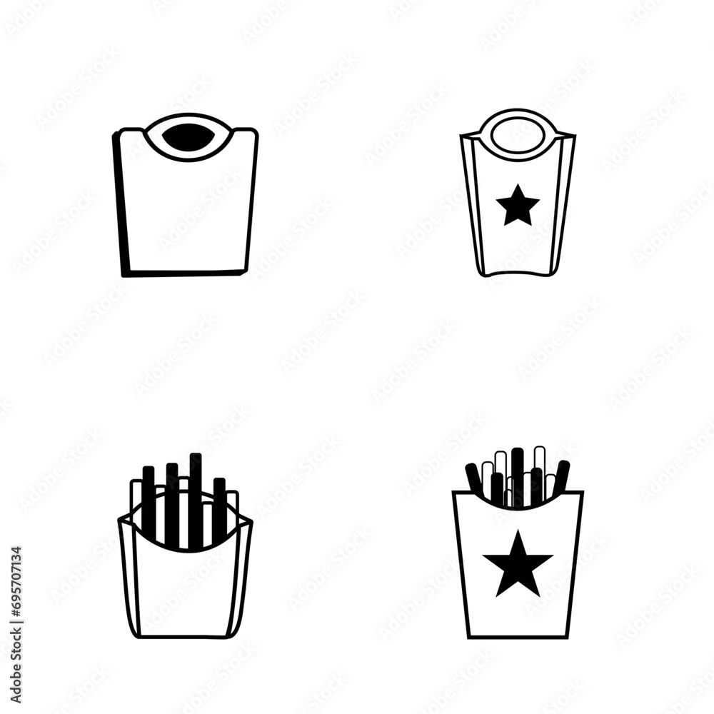 Mini french fry box Illustration Clip Art Vector Set, Mini french fry ...