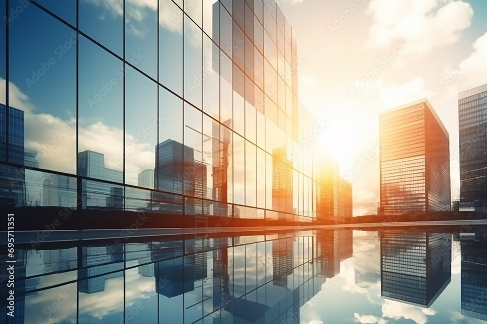 Modern office building or business center. High-rise windor buildings ...