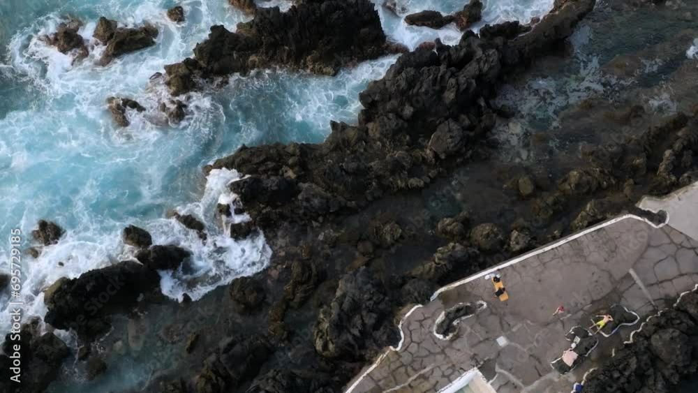 volcanic pools of Porto Moniz in Madeira Portugal footage with drones ...