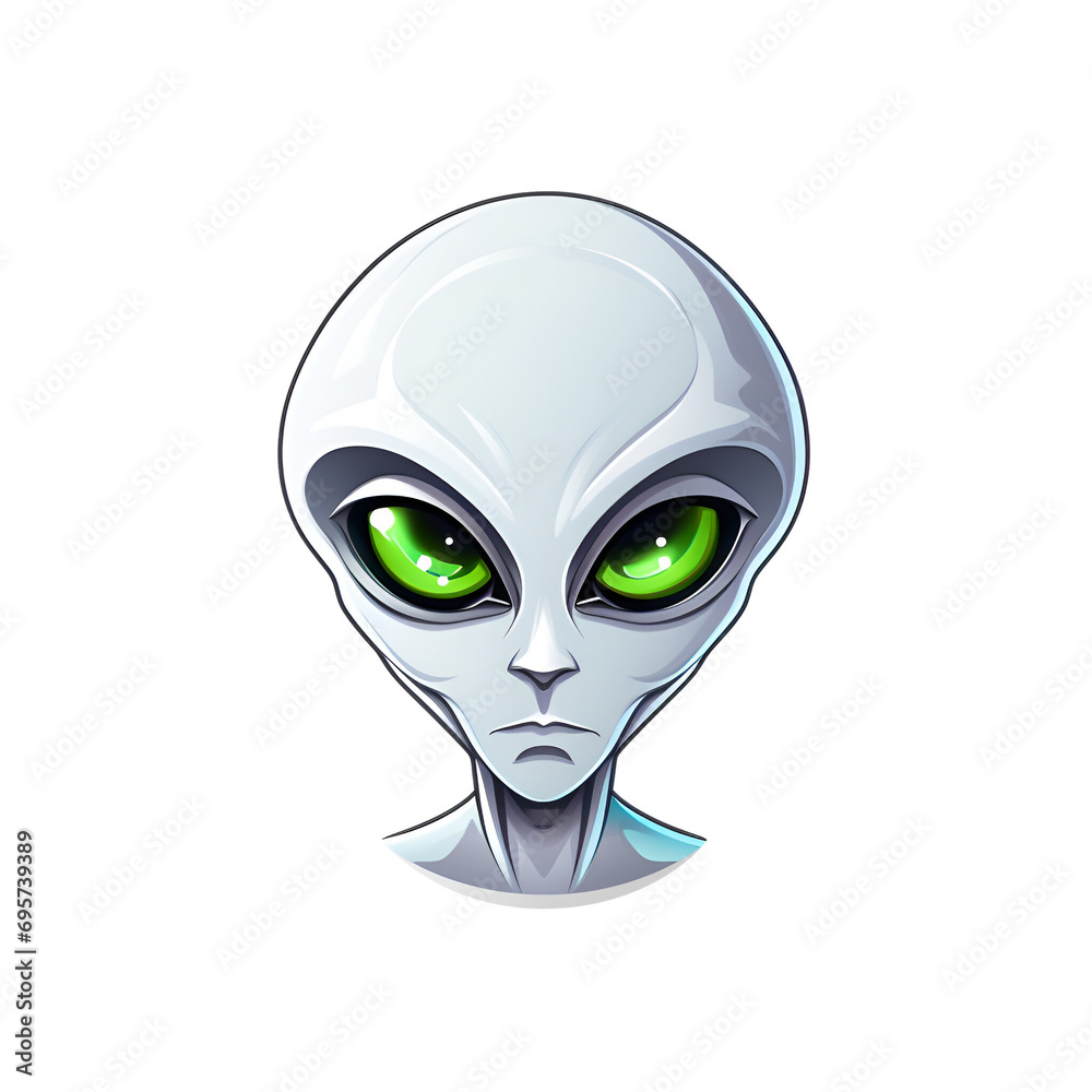 Alien Cartoon Style Illustration Logo No Background Perfect for Print ...