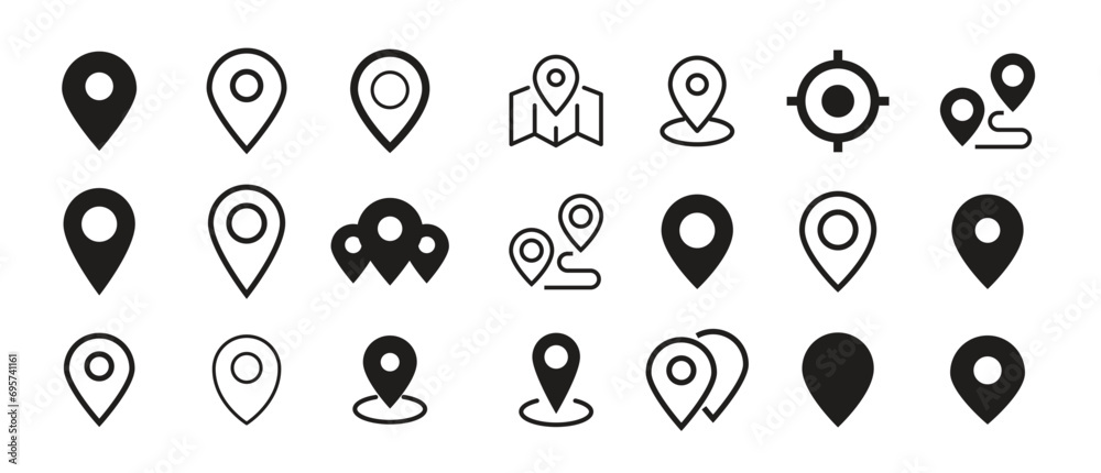 Vetor de Map Pinpoint Icons - Multi Series. Location pin icon. Map pin place marker. Location ...