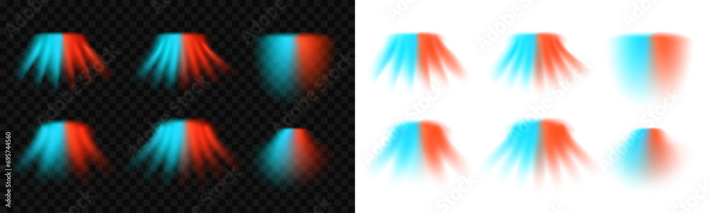 Blue and red air flow wave effect. Design element for visualizing warm ...