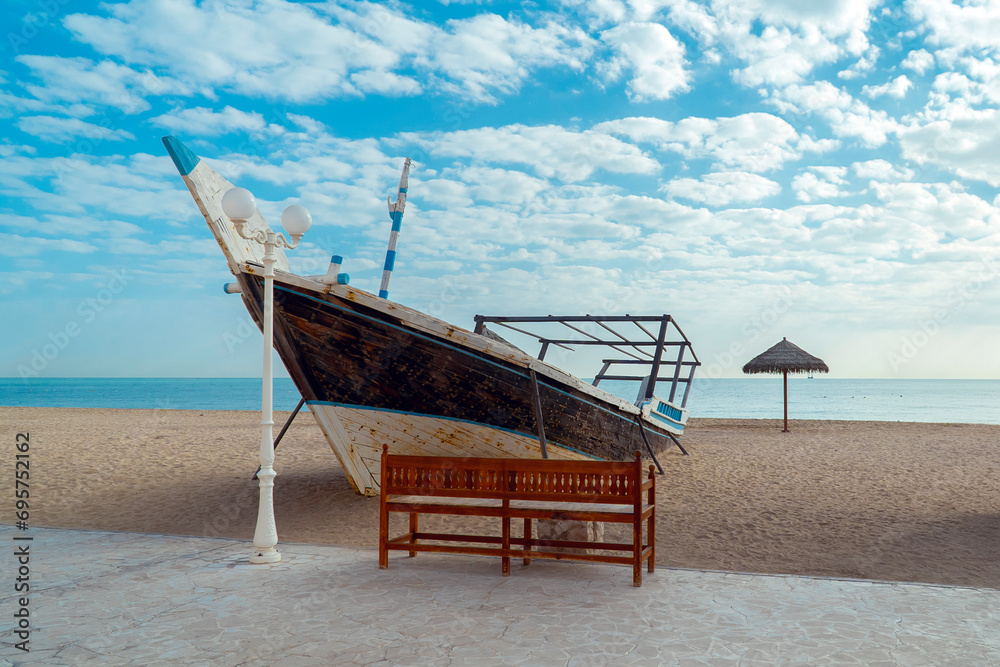 wakra, Qatar- December 17, 2023: Beautiful beaches in Qatar. Al wakrah ...