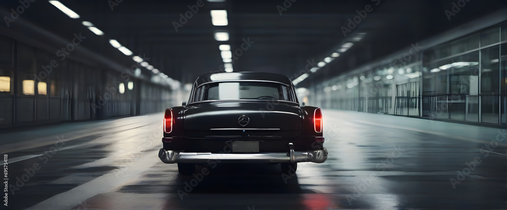 classic car facing the camera, minimalist, deadpan, banal, cool ...