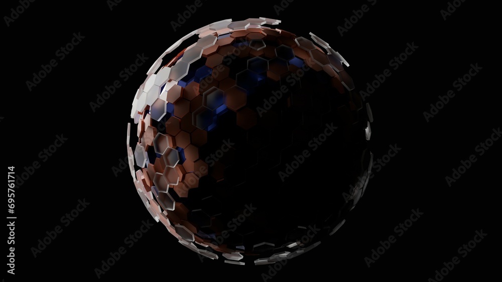 hexagon planet made in 3d Stock Illustration | Adobe Stock