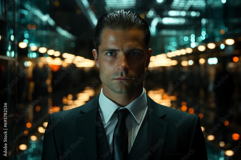 reflective surfaces to capture the newsreader's reflection, adding a ...