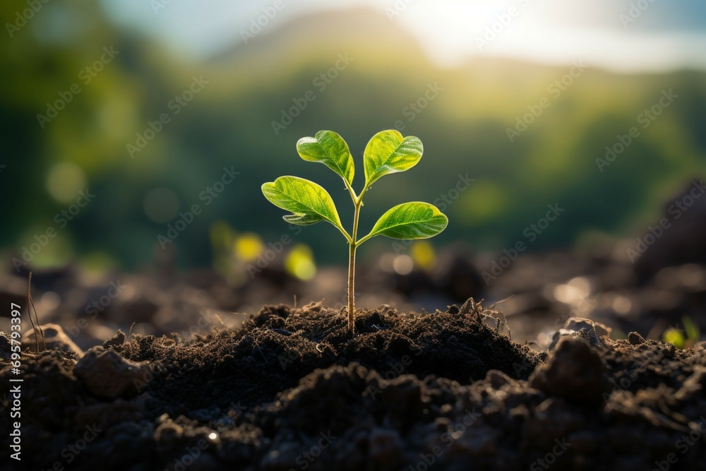Environmental stewardship A tree being planted to contribute to climate ...