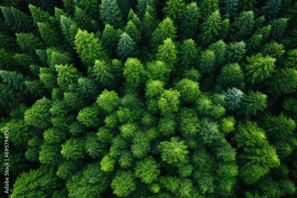 Aerial top view of green trees in forest. Drone view of dense green ...