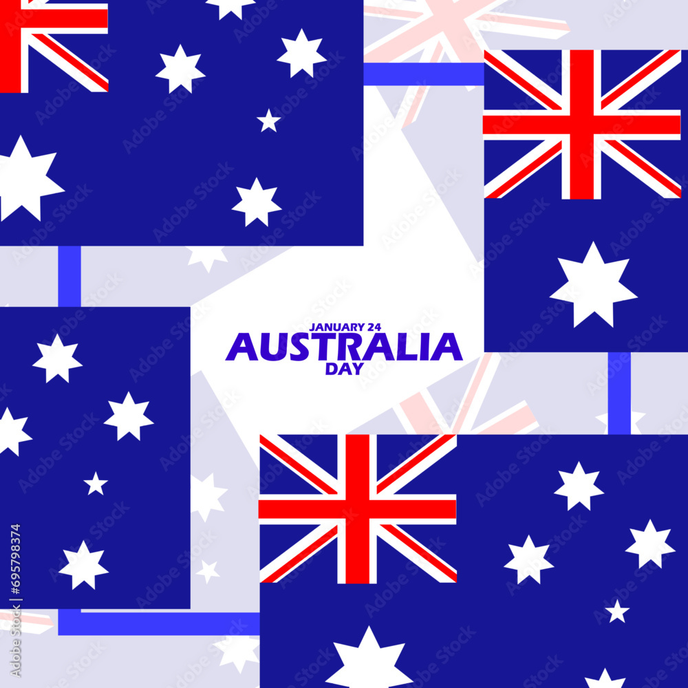 Australia Day event banner, Australian flags with bold text in frame on ...
