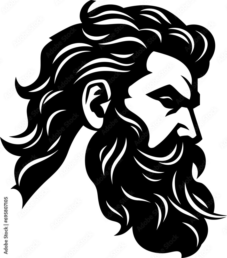 Poseidon silhouette in black color. Vector template for laser cutting ...