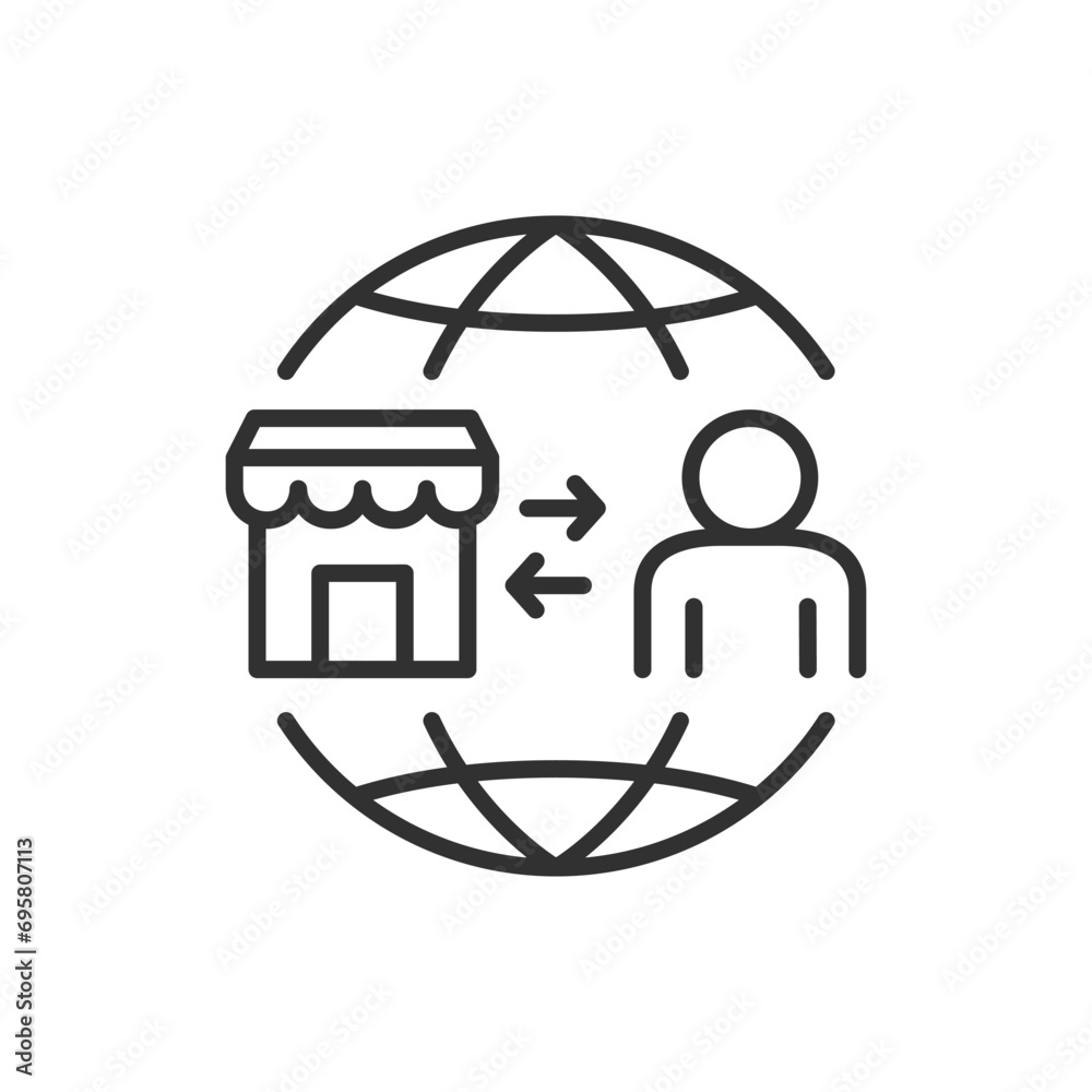 Vecteur Stock B2C, business-to-consumer, linear icon. Commerce ...