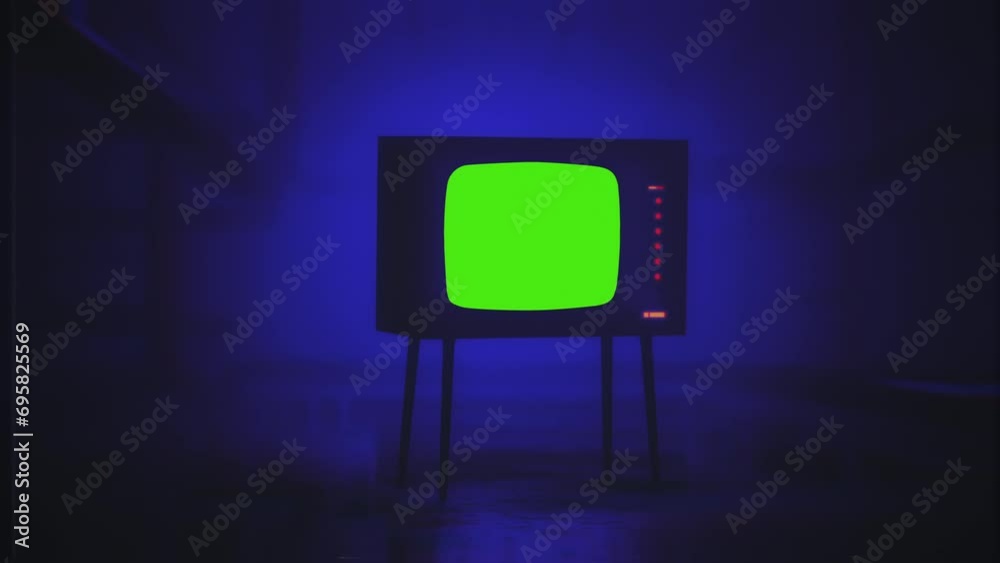 Vintage TV Green Screen Nighttime Eighties VHS Texture Zoom In Old ...