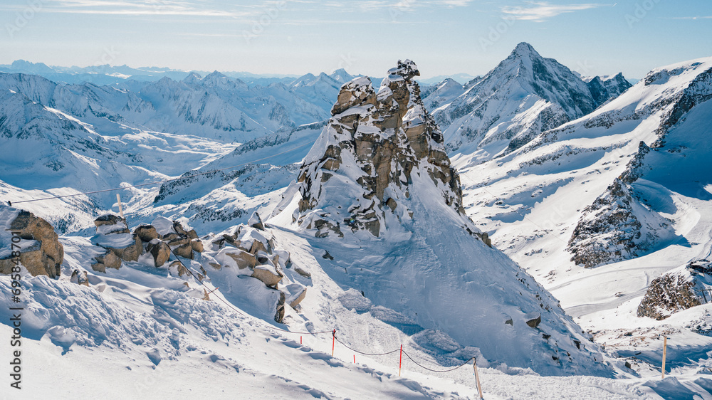 Peaks of Hintertux Glacier ski resort in Tyrol in Mayrhofen in ...