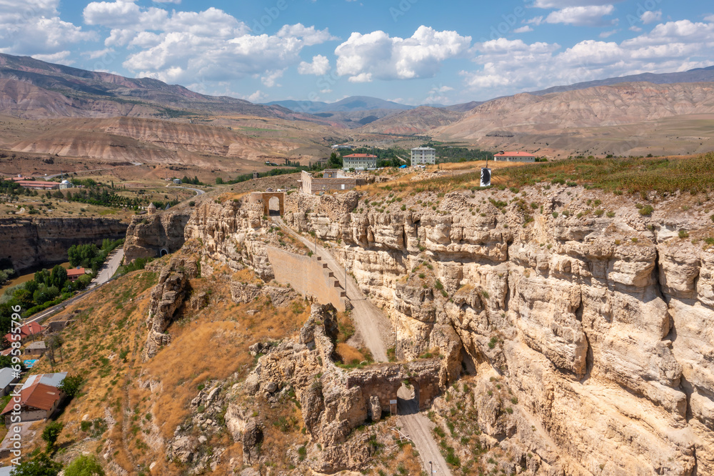 Kemah district city entrance. View of Sultan Melik Tomb and Karasu ...
