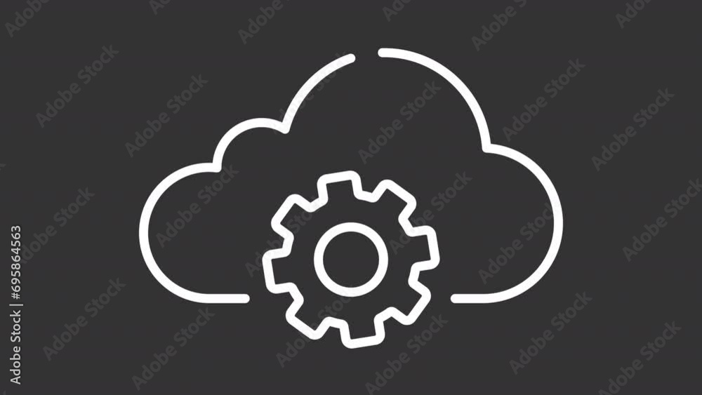 2D white simple thin line animation of setting icon, HD video with ...