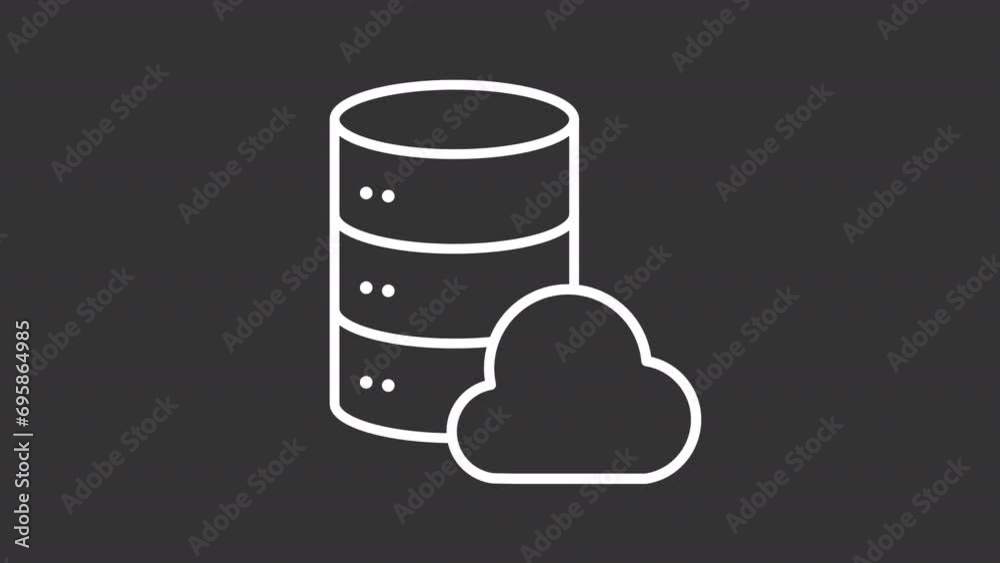 2D white simple thin line animation of database icon, HD video with ...
