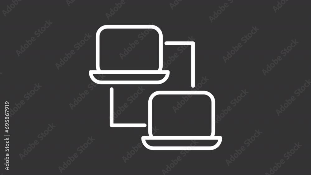 2D white simple thin line animation of file sharing icon, HD video with ...