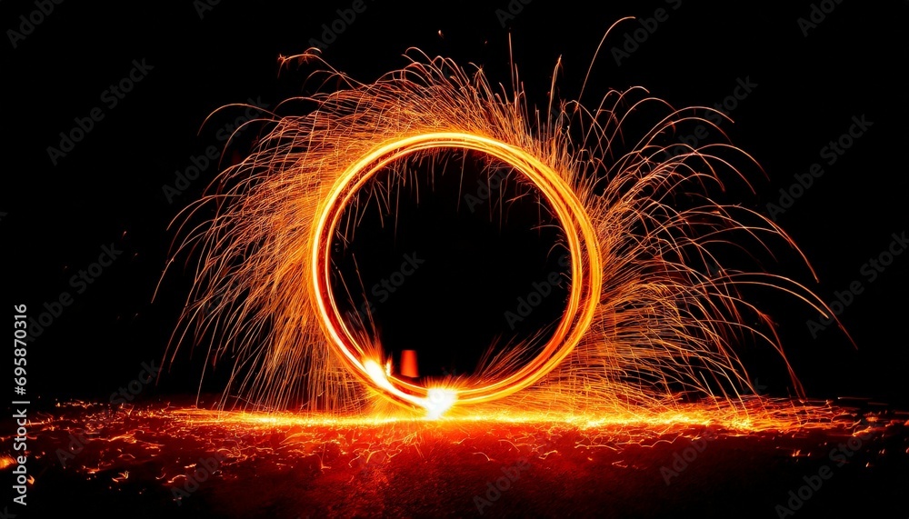 pure circle fire with sparks abstract fire ring of fire flame fireworks ...