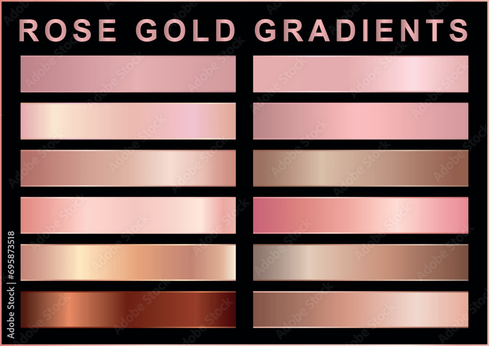 Set of rose gold gradients collection. Foil texture backgrounds ...