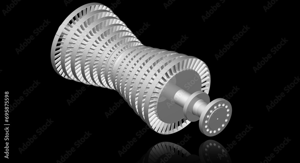 Steam turbine rotor turbomachinery illustration showing a double-flow ...