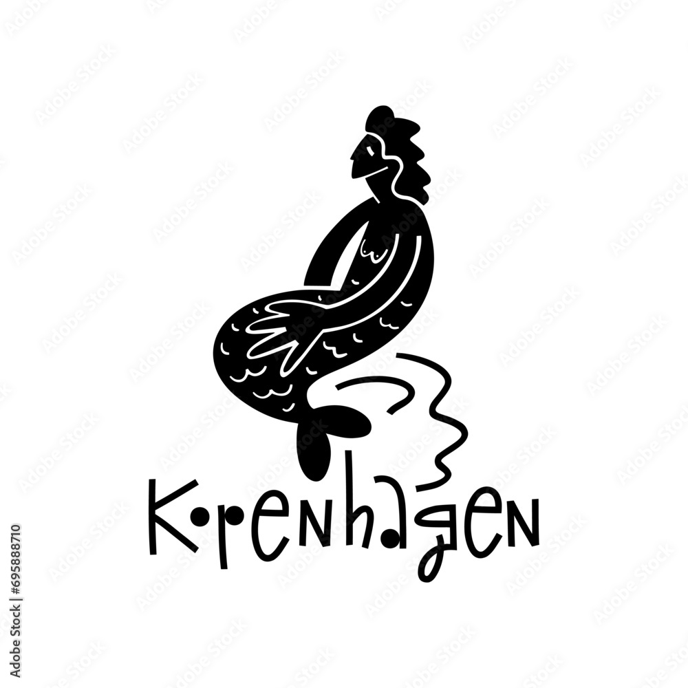 Vector Hand Drawn Denmark Label. Travel Skandinavian Illustration. Hand ...
